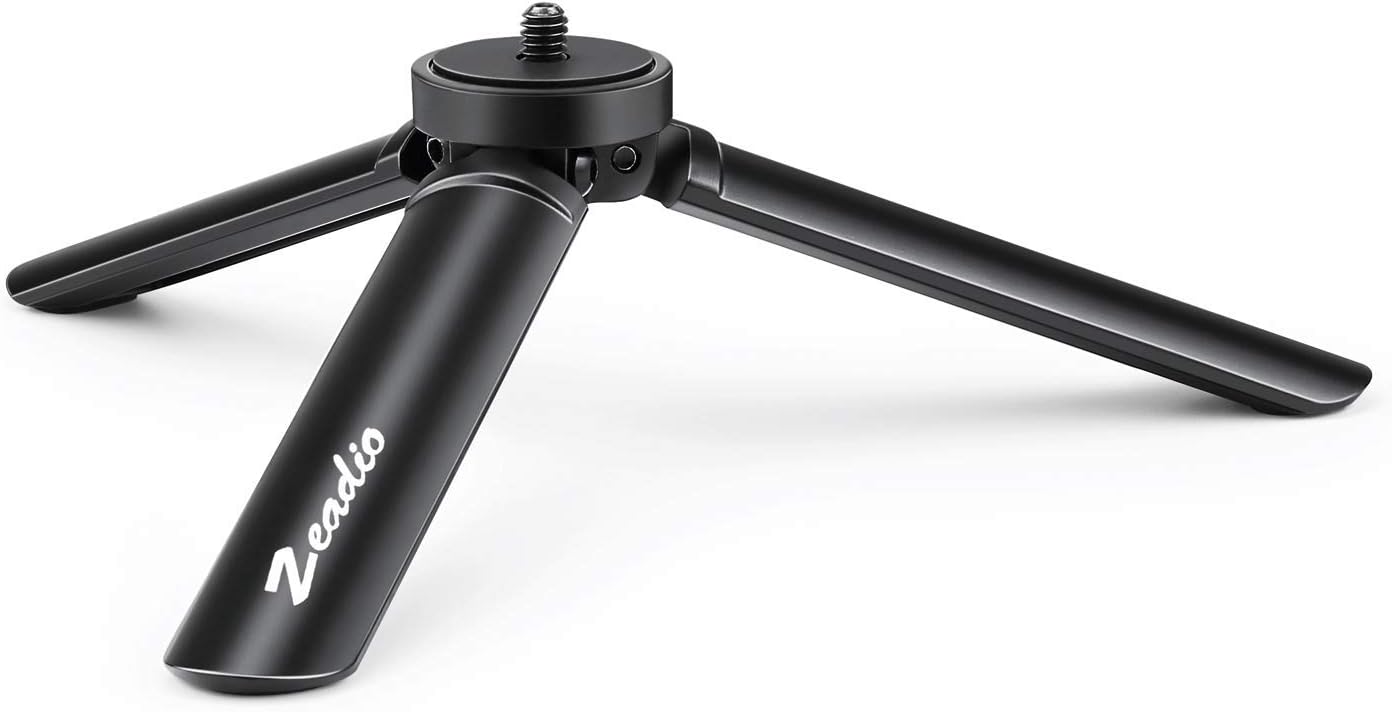 Zeadio Metal Mini Tripod, Desktop Tabletop Stand Tripod with 1/4 Inch ...