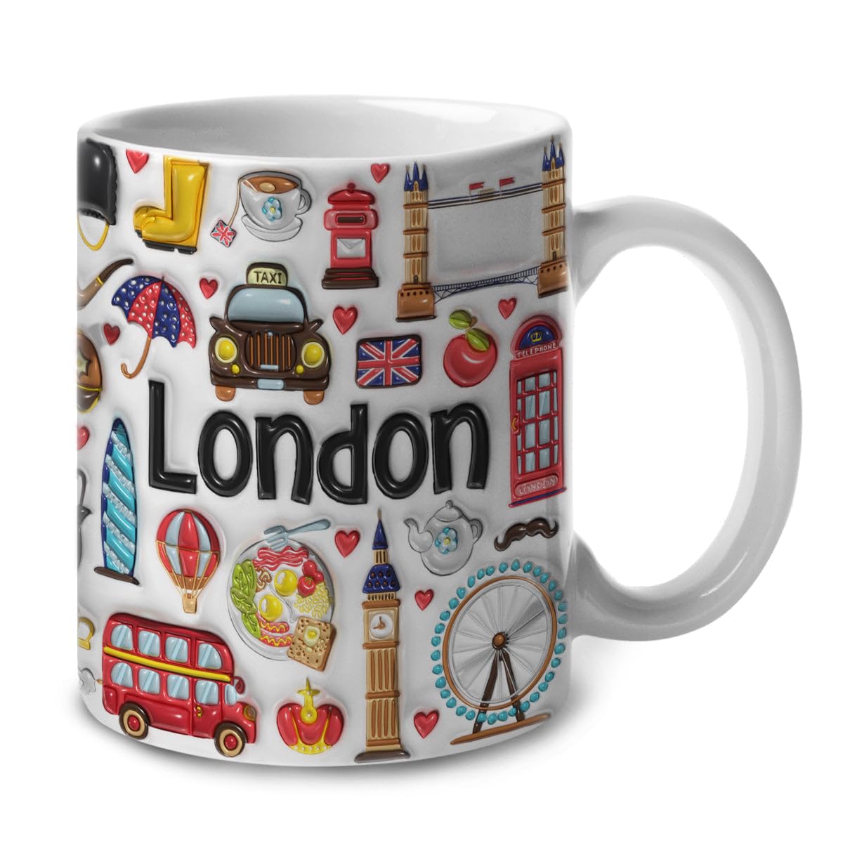 Amazon.com: Lotacy London Symbols Colorful 2D Coffee Mug With Flag ...