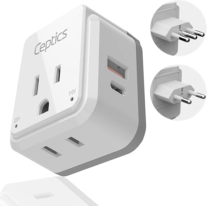 Amazon.com: Ceptics Italy, Chile, Rome Power Plug Adapter Travel Set ...