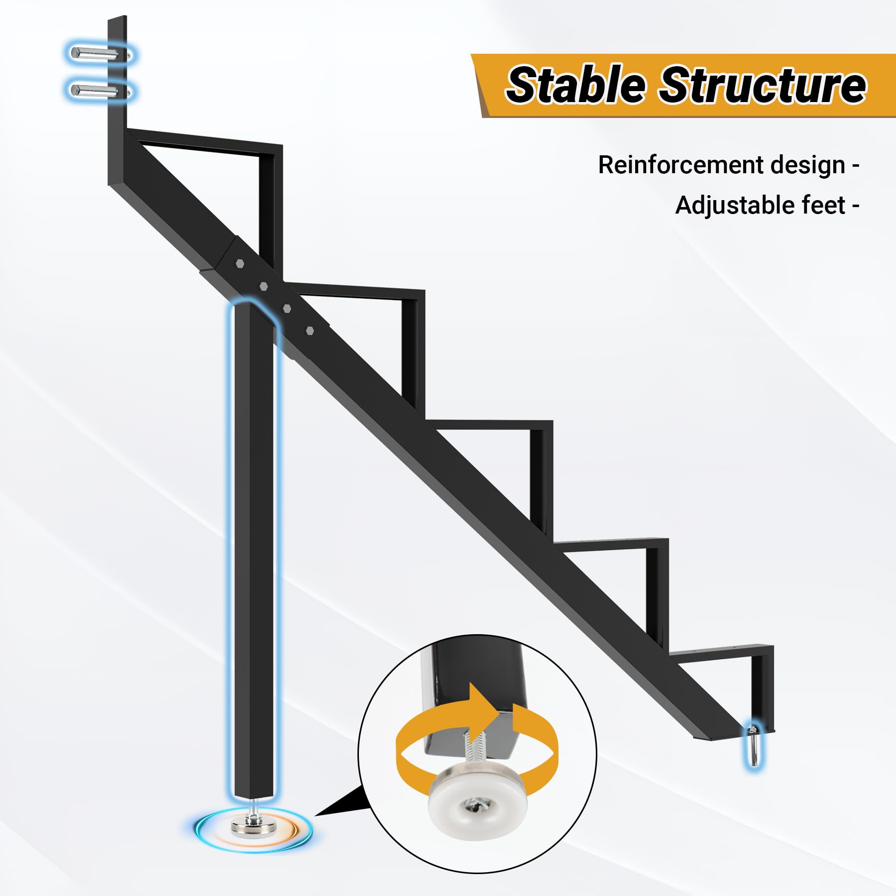 Snapklik.com : Toriexon Steel Stair Step Riser 5-Step, Metal Stair Stringer
