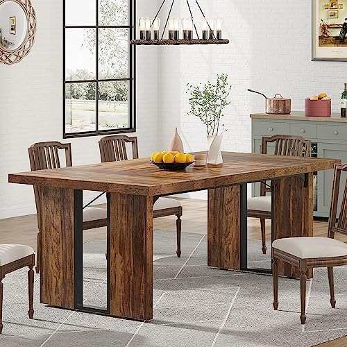 Tribesigns 71" Large Dining Table for 6 to 8 People, Rustic Farmhouse ...