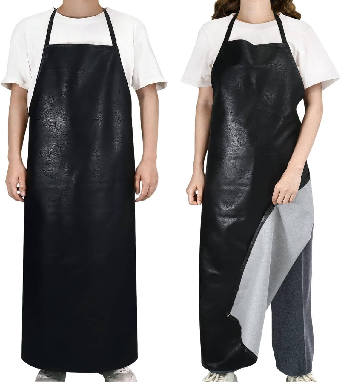 Lanfly 2 Set Waterproof Apron 47" Heavy Duty Work Apron Chemical ...