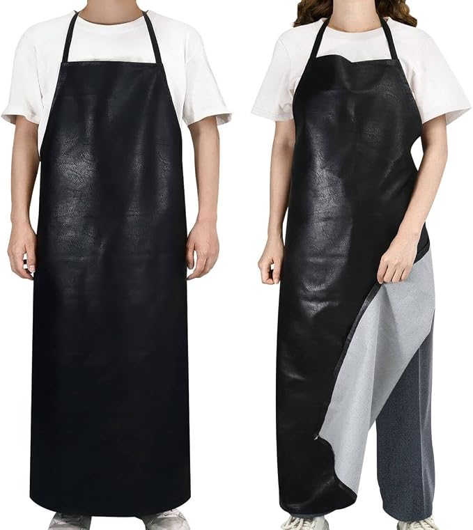 Lanfly 2 Set Waterproof Apron 47" Heavy Duty Work Apron Chemical ...