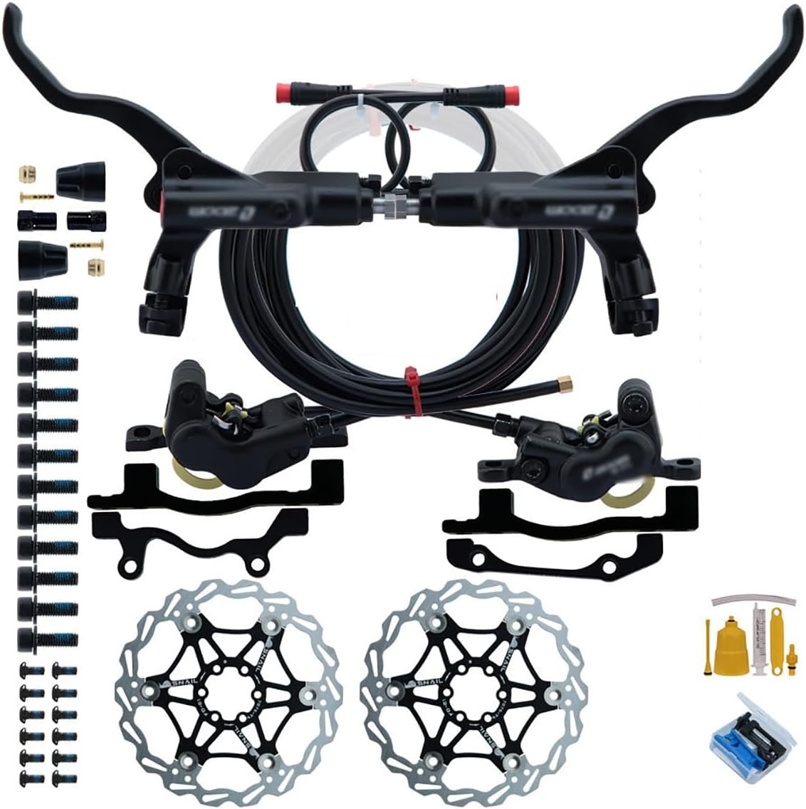 Amazon.com : 4-Pistons Ebike Hydraulic Brake Set 2-PIN Power-Off ...