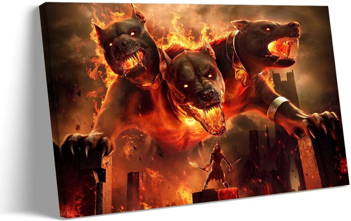 Amazon.com: Stantini Cerberus Wall Art Greek Mythology Poster Canvas ...
