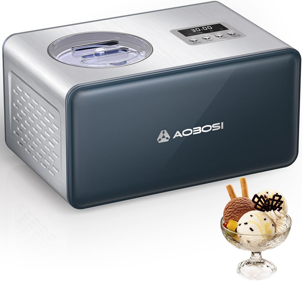 Amazon.com: AAOBOSI Electric Ice Cream Maker with Compressor, Ice Cream ...
