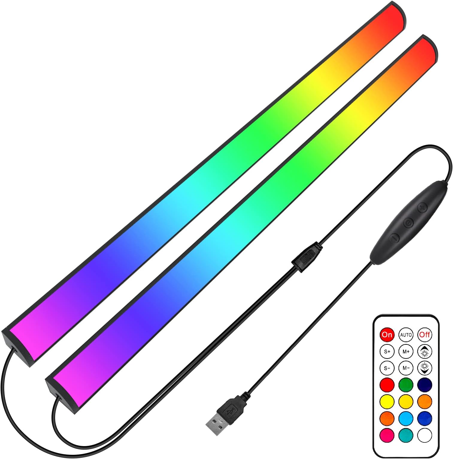 Ferswe 2Pcs RGB Gaming Lights, Dreamcolor RGB Light Bar with Remote ...