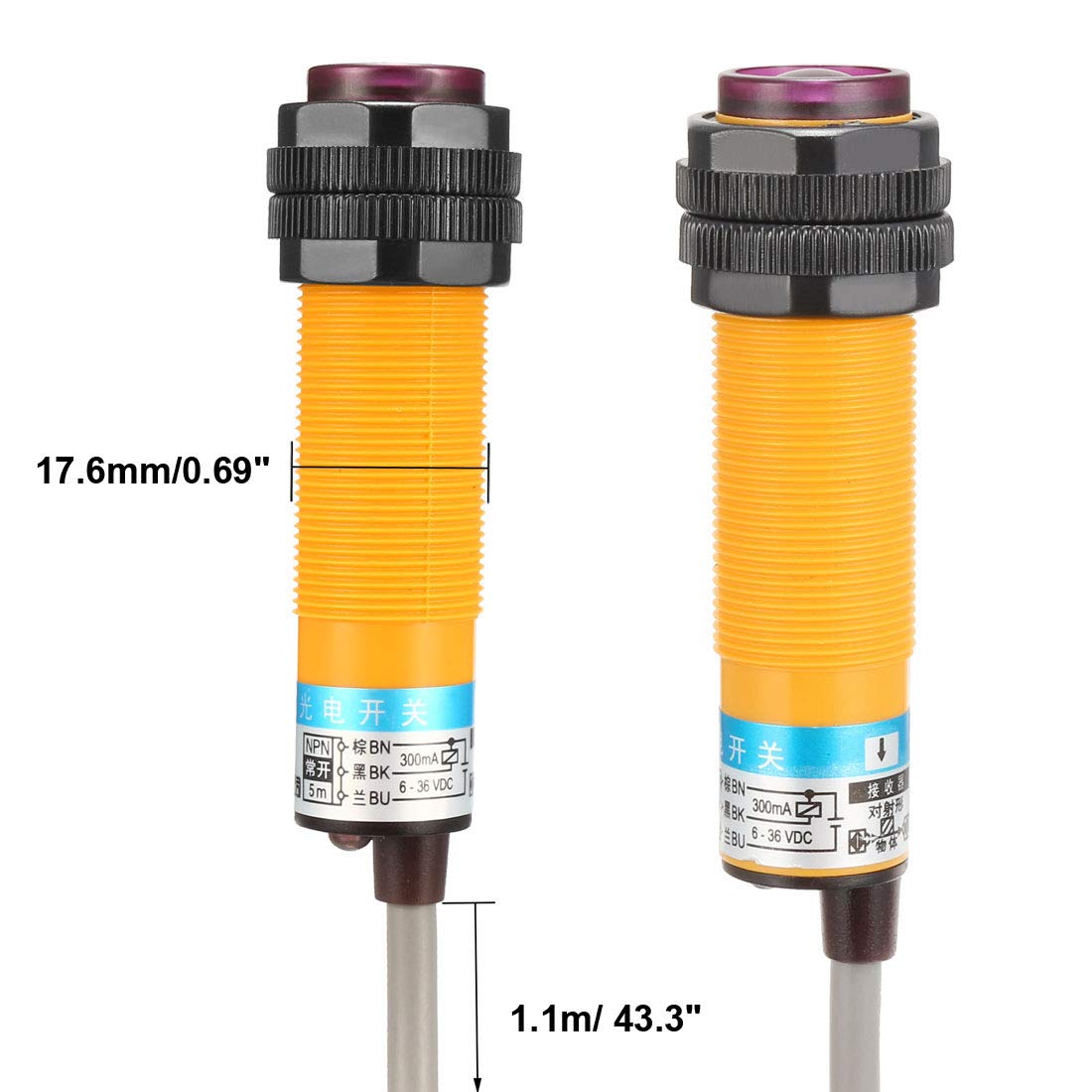 Snapklik.com : Uxcell 2 Pairs 300mA Infrared Ray Through-Beam ...