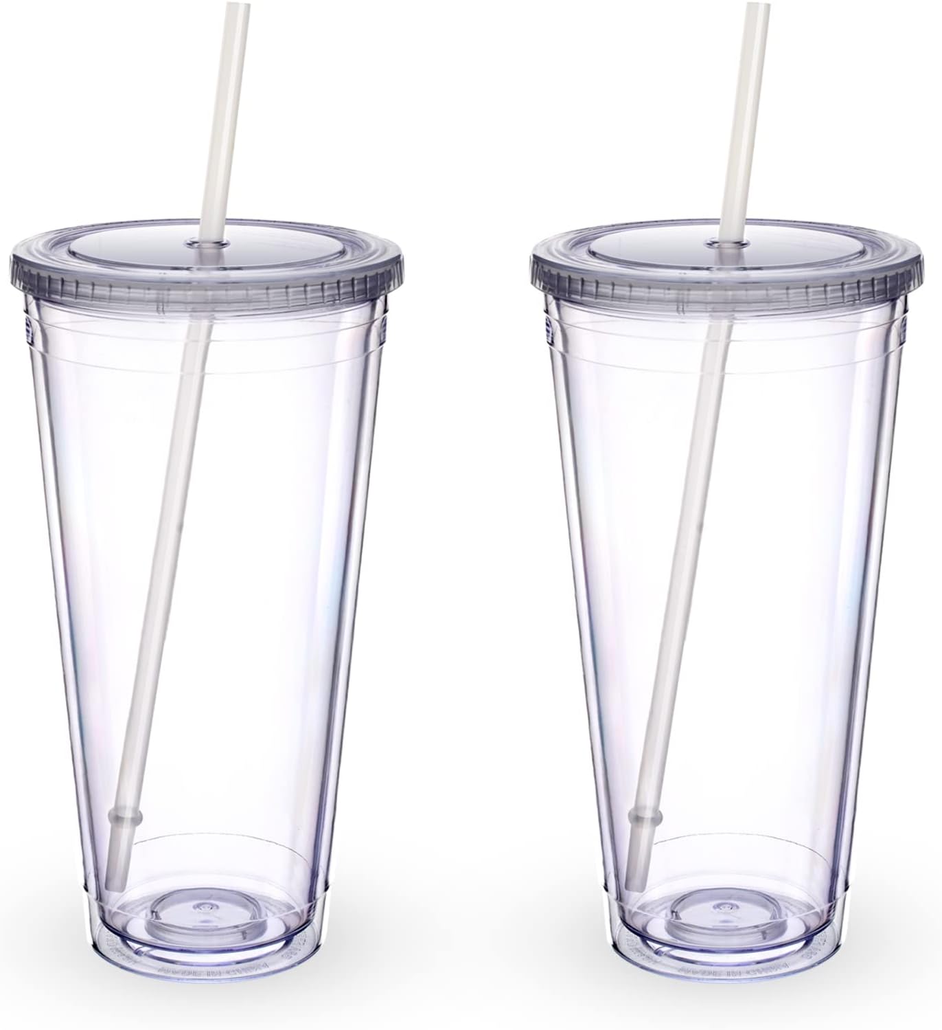 Amazon.com | Luxfuel 32oz Acrylic Tumblers with Lid and Straws,Double ...
