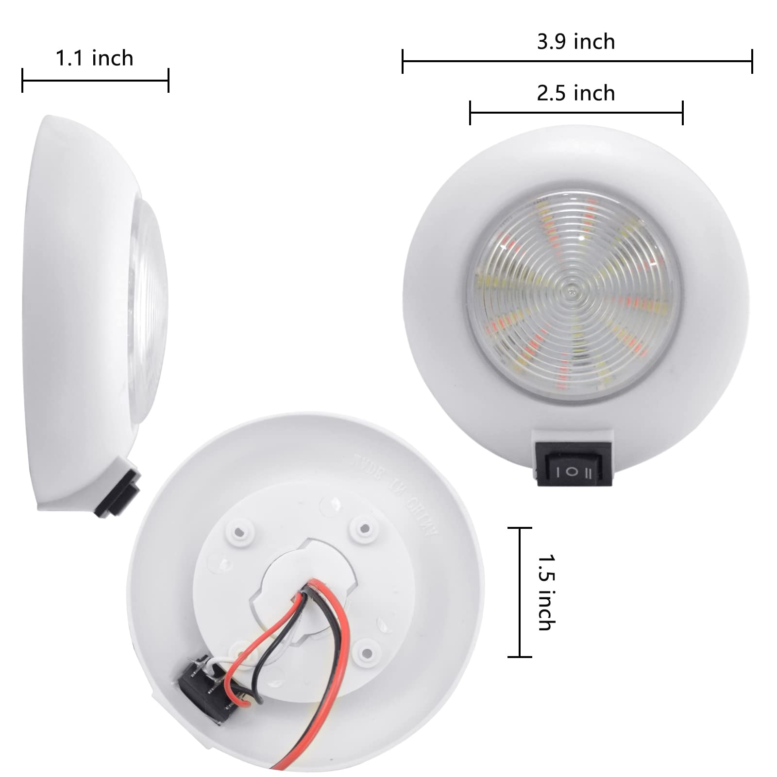 Snapklik.com : 4 Inch Round White+Red LED Utility Dome Interior Light ...