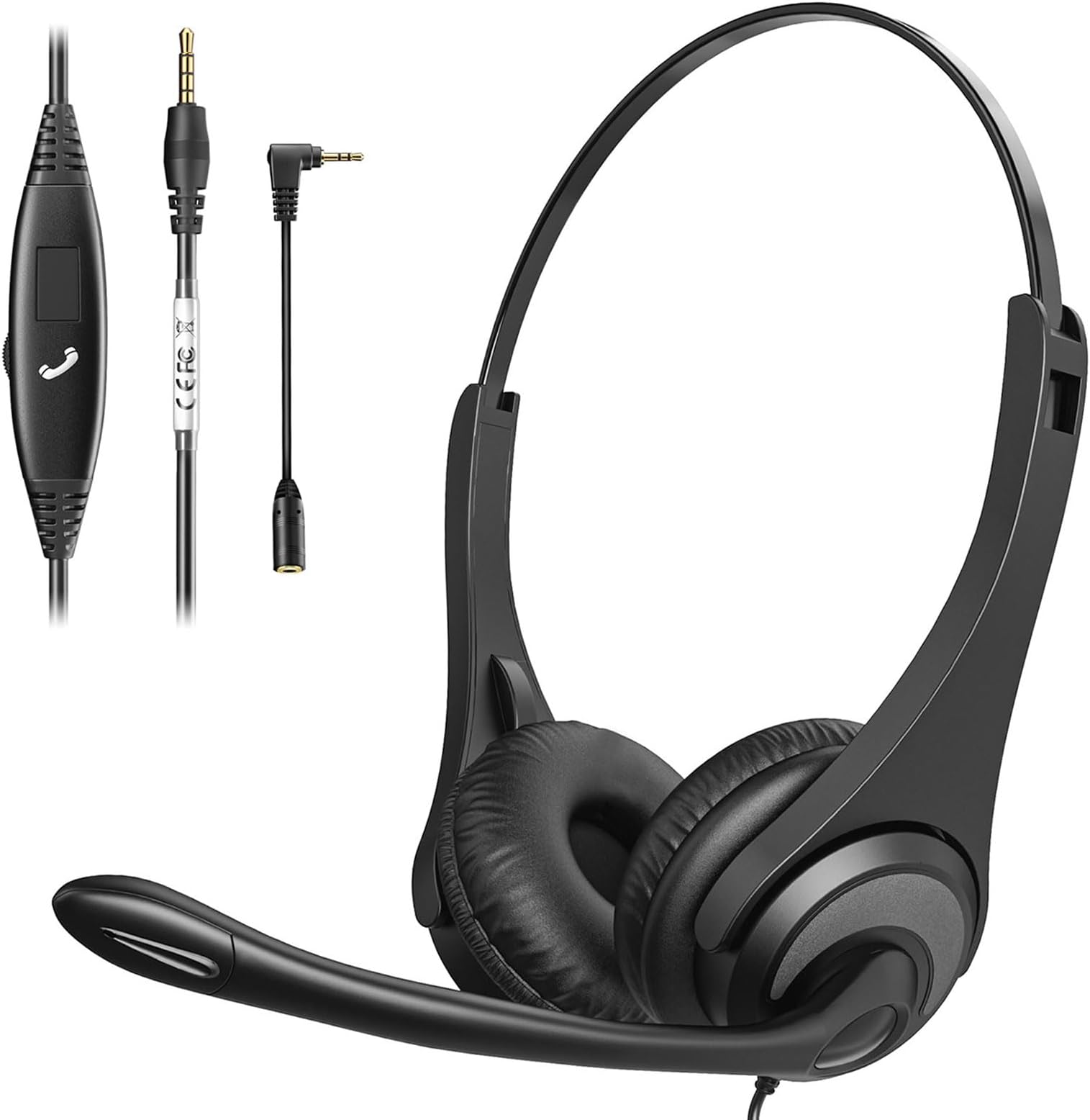Amazon.com: Cyber Acoustics 3.5mm Stereo Headset (AC-5002) with Noise ...