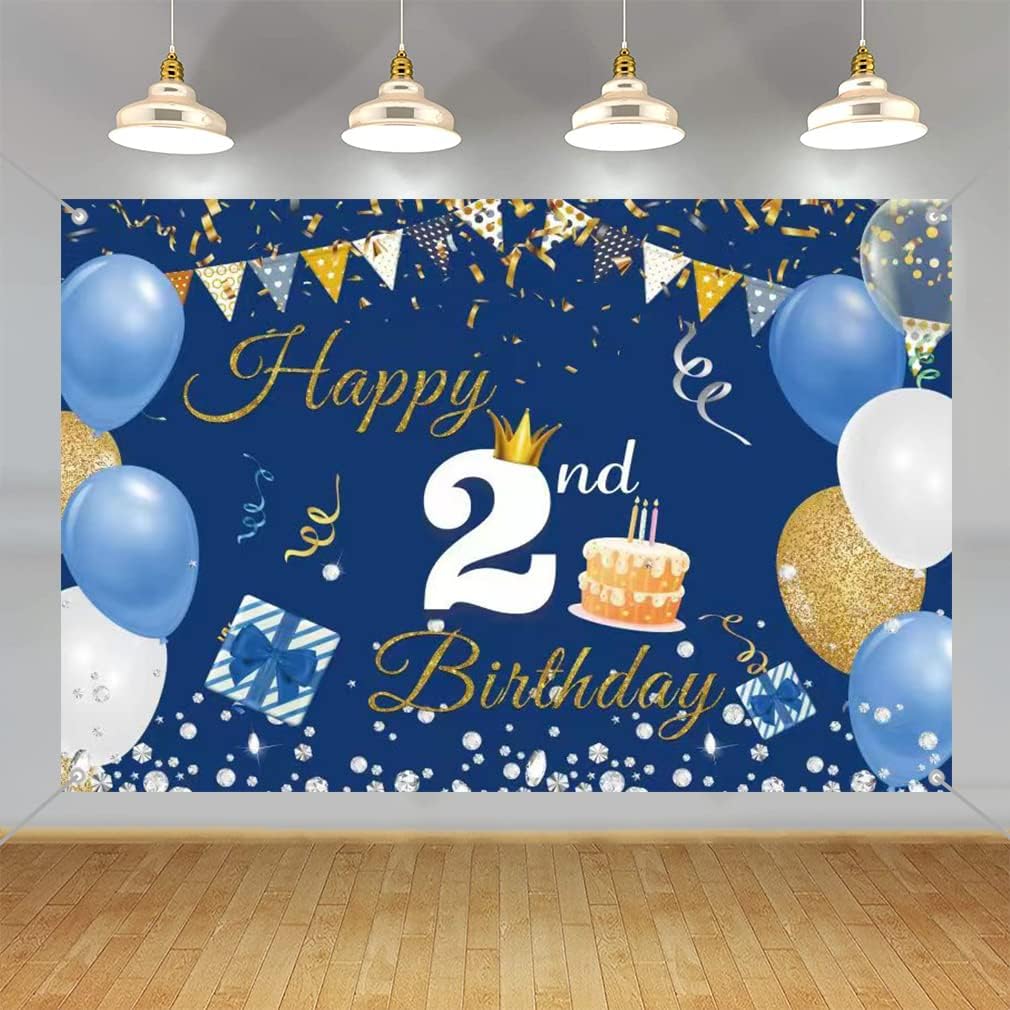2nd Birthday Decorations Happy 2nd Birthda y Backdrop Banner for Boys ...