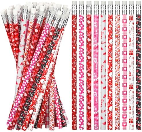 Amazon.com : Sinmoe 100 Pcs Valentine's Day Pencils Bulk Heart Pencils ...