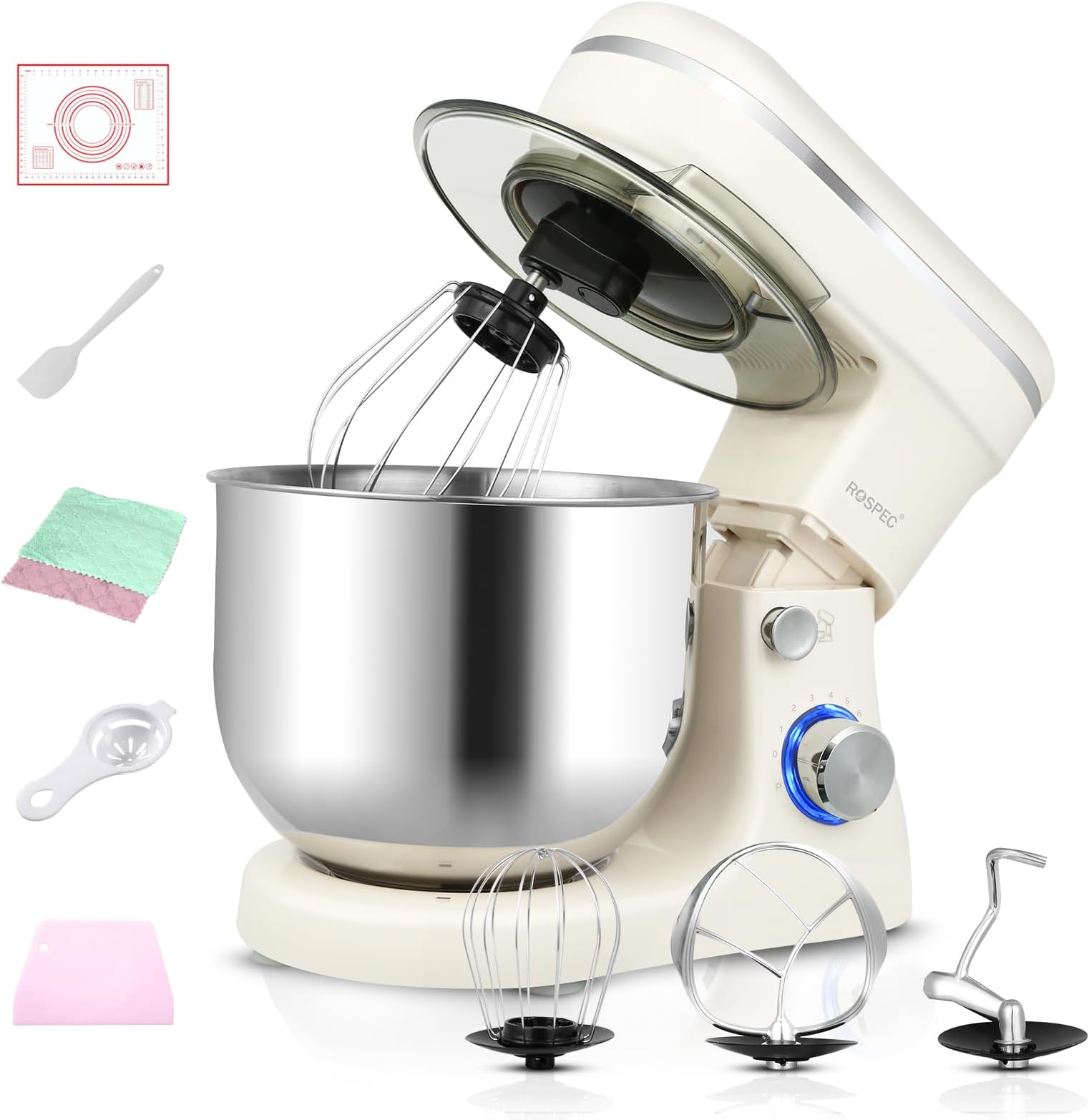 Amazon.com: ROSPEC Stand Mixer,6.5-QT 660W 8-Speed Tilt-Head Food Mixer ...