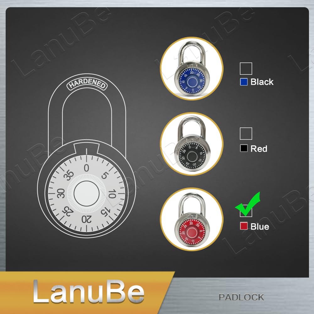 LanuBe Standard Dial Combination Lock, 2 in. Wide, with Different ...