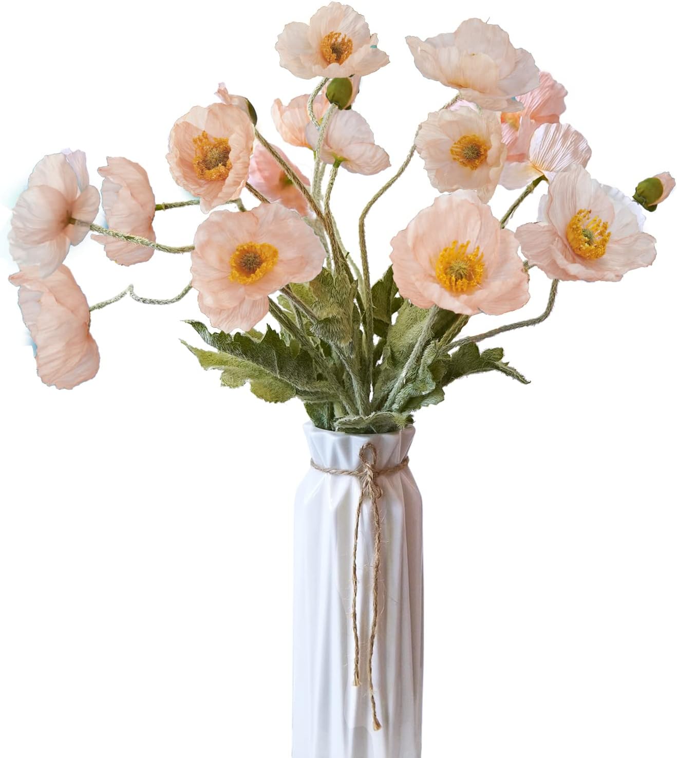 Amazon.com: JINWOE Boho Flowers Light Peach Poppy Artificial Flowers,6 ...