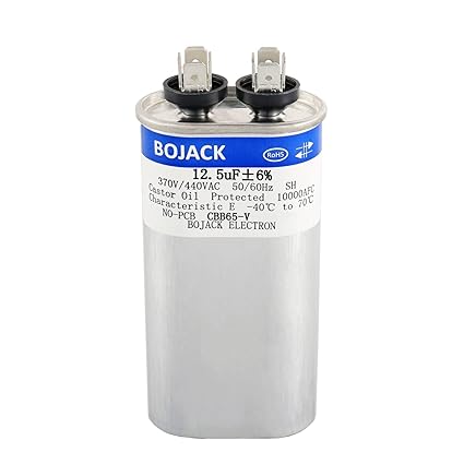 BOJACK 12.5 uF ±6% 12.5 MFD 370V/440V CBB65 Oval Run Start Capacitor for AC Motor Run or Fan ...