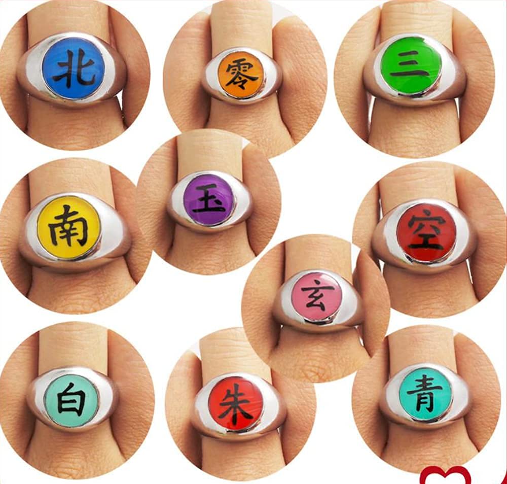 11 PCS Anime Rings Akatsuki Rings Costume Cosplay Prop Akatsuki Rings ...