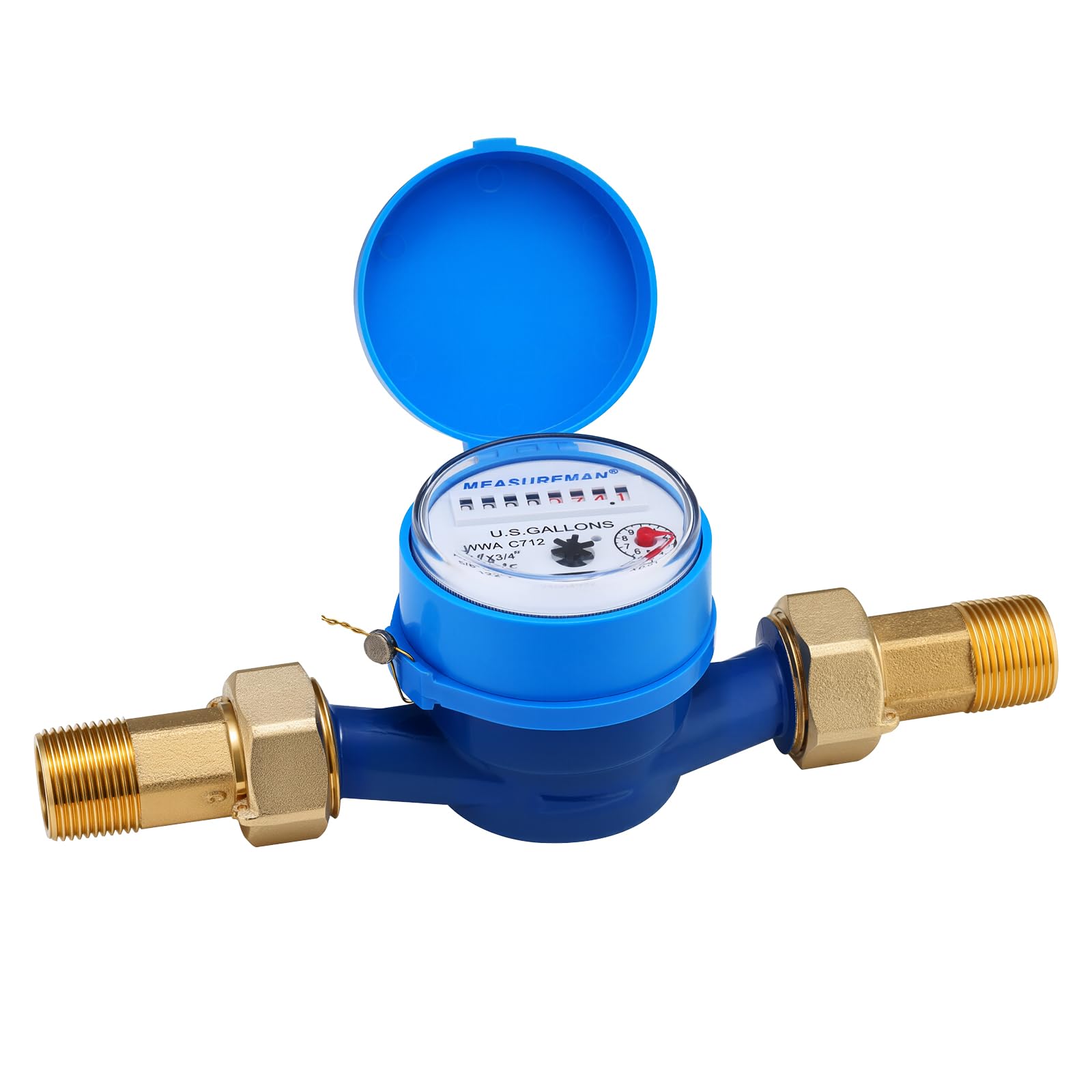 Snapklik.com : 3/4" Non-Pulsed Single-Jet Gallon Water Meter Blue Brass ...