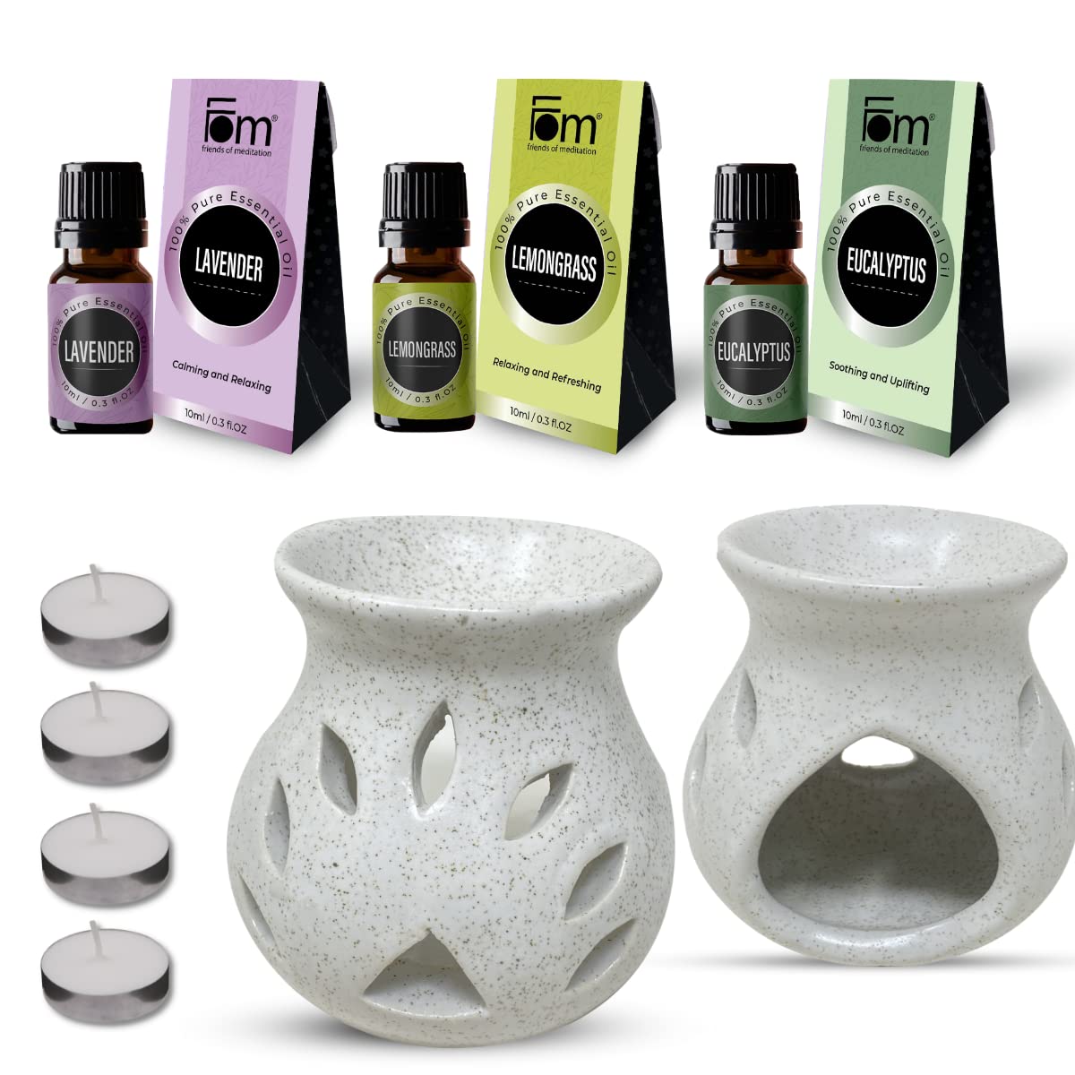 Friends of Meditation Essential Oil Diffuser Set | Ceramic Aroma Oil ...