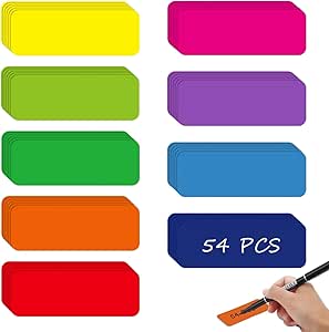 Pack of 54 Magnetic Labels, 3.2 x 1.2 inch Dry Erase Magnetic Name Tags ...