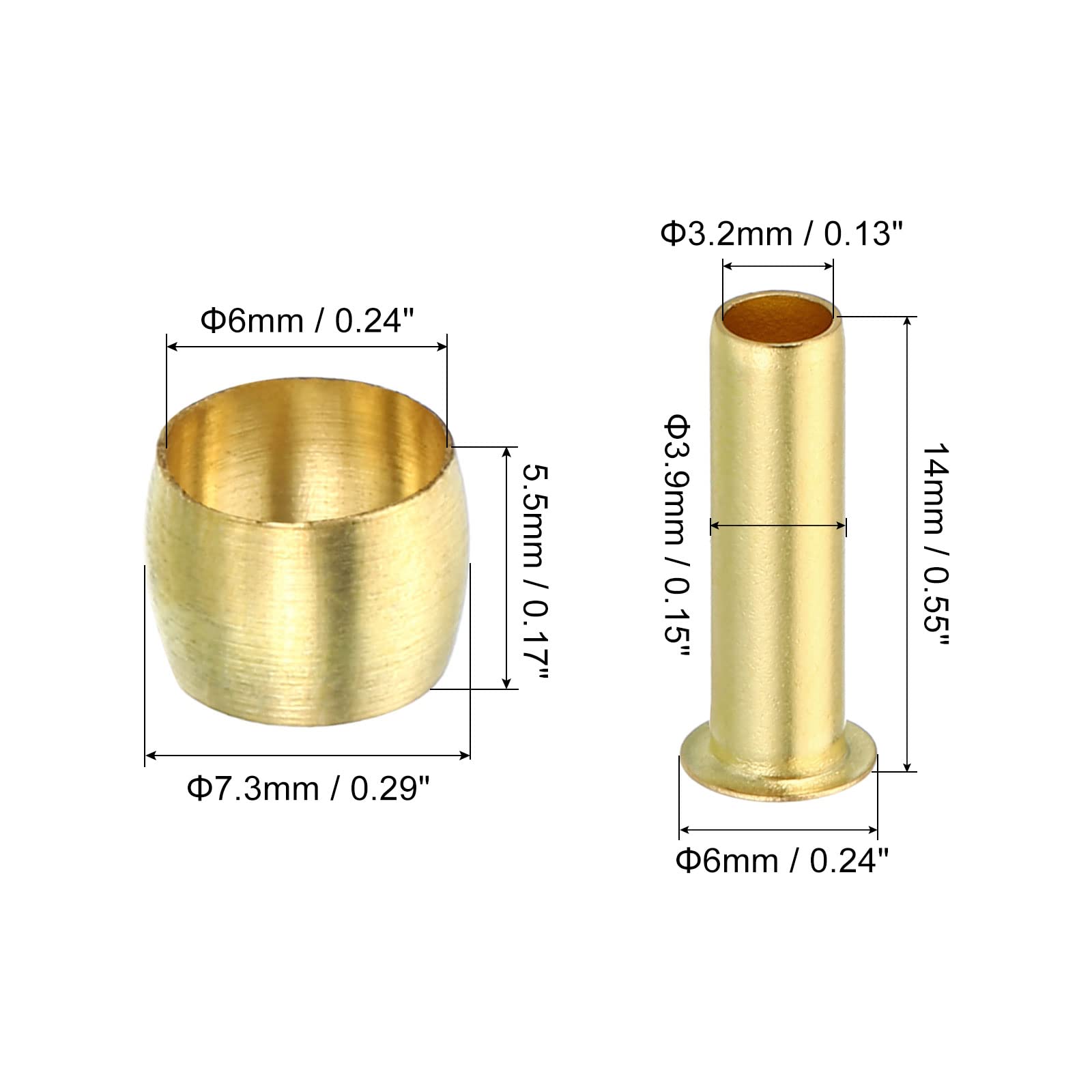 Snapklik.com : Patikil 6mm Tube OD Brass Compression Sleeves And Ferrules