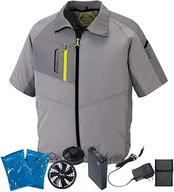 Amazon.co.jp: 【AITOZ(アイトス)】空調ウェア 18V 最大風量106L/秒 フルセット (半袖 az50198 + 23年型パワーファン(ブラック) FA23112K90 ...