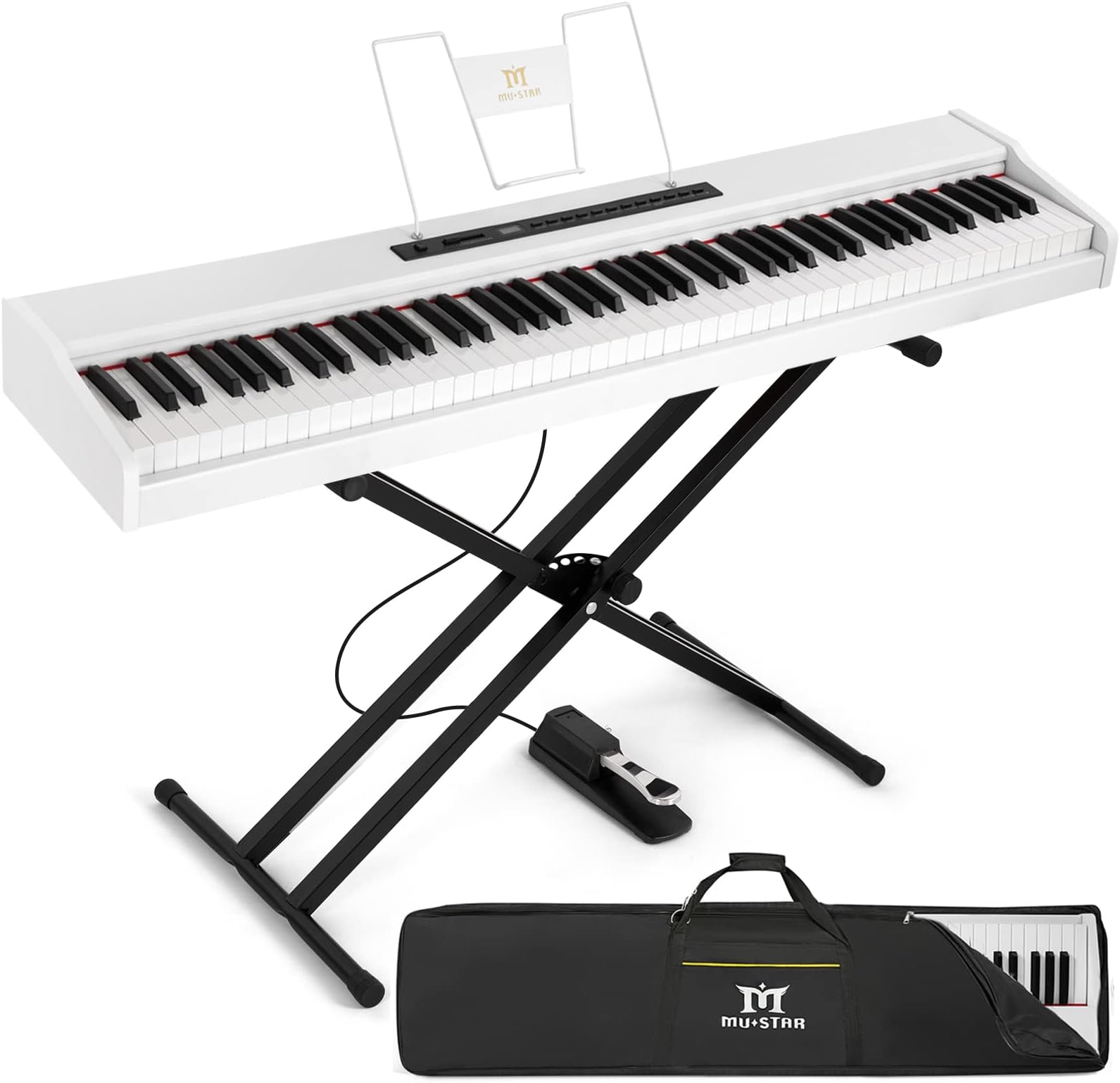 MUSTAR Digital Piano 88 Weighted Keys with Stand Touch Sensitivity ...