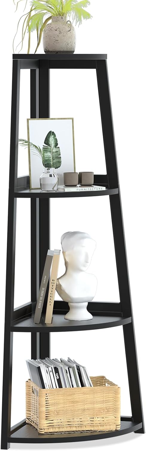 Amazon.com: POXAKA 4 Tier Corner Shelf,Bamboo Corner Ladder Shelf,47 ...