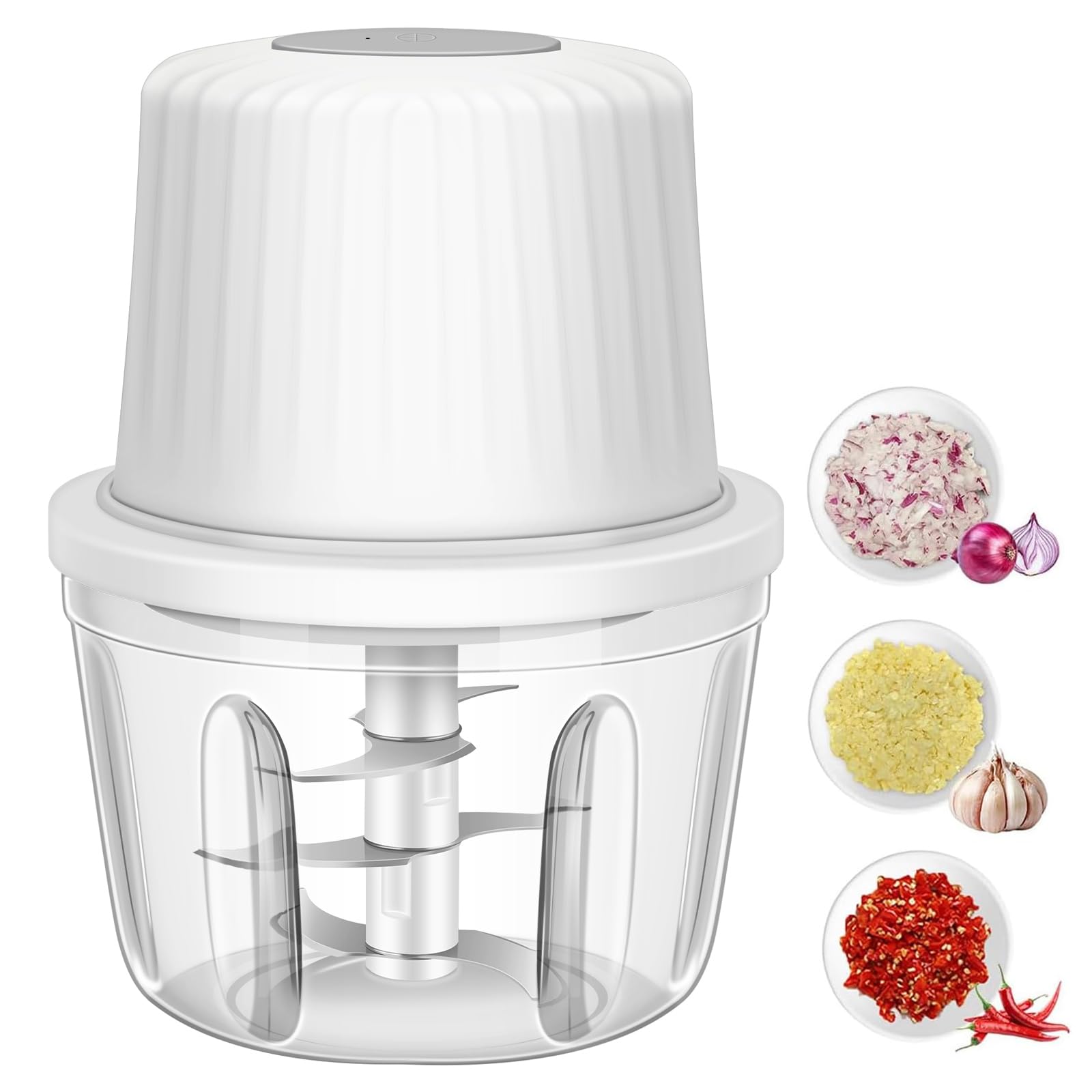 Amazon.com: 400ML Electric Garlic Chopper, 6 Blades Garlic Grinder Mini ...