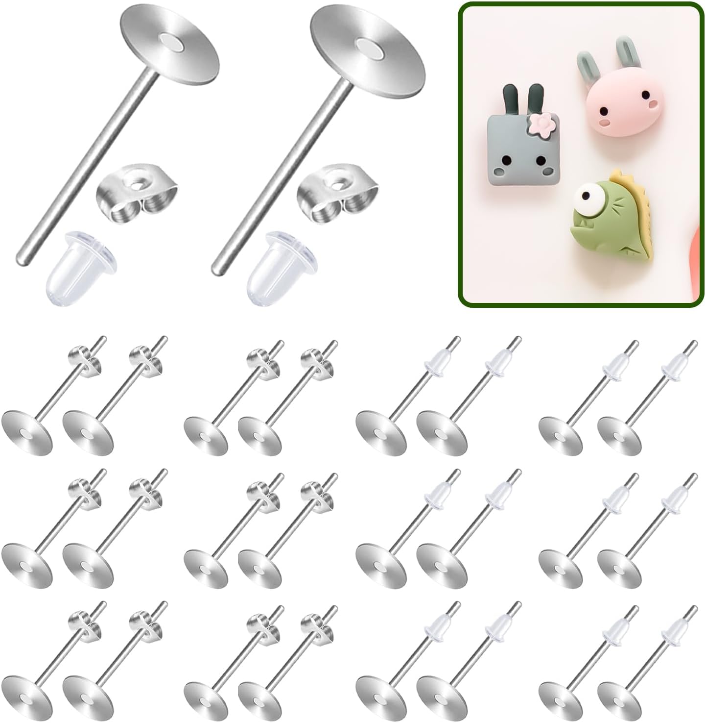 Amazon.com: Earring Posts Stainless Steel, 420Pcs Flat Pad Earring ...