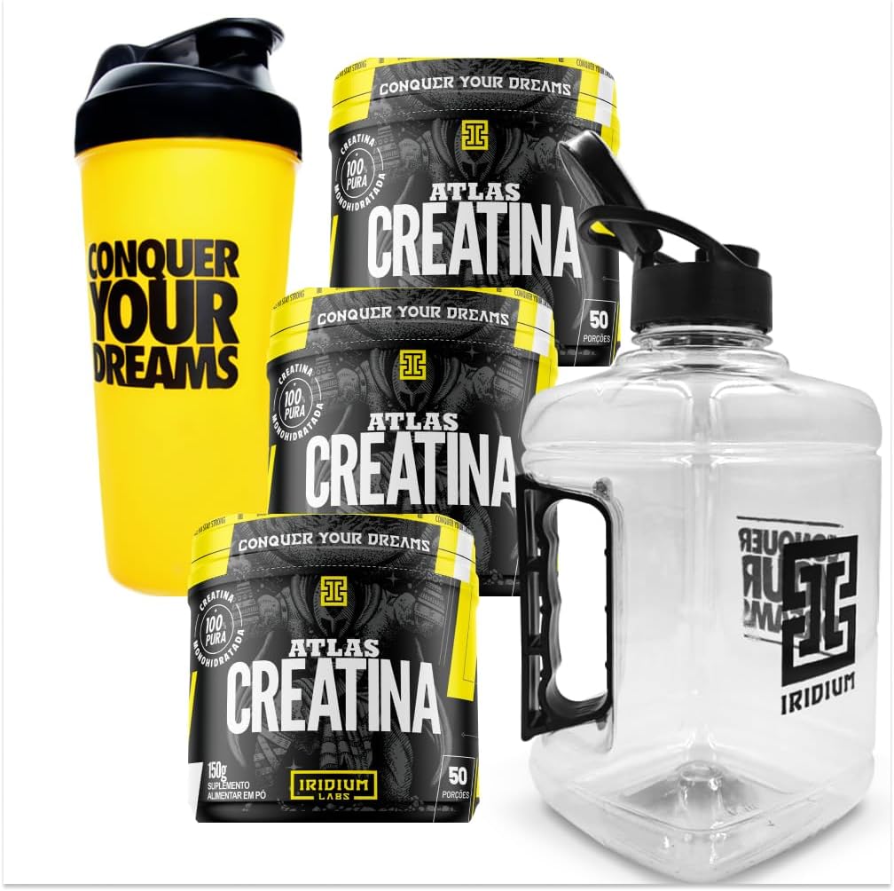 Kit 3x Creatina 150g + galão 1,5L + Coqueteleira 600ml | Amazon.com.br
