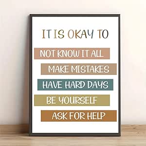 Amazon.com: DecrPlus It Is Okay To Be Yourself Poster Boho Classroom ...