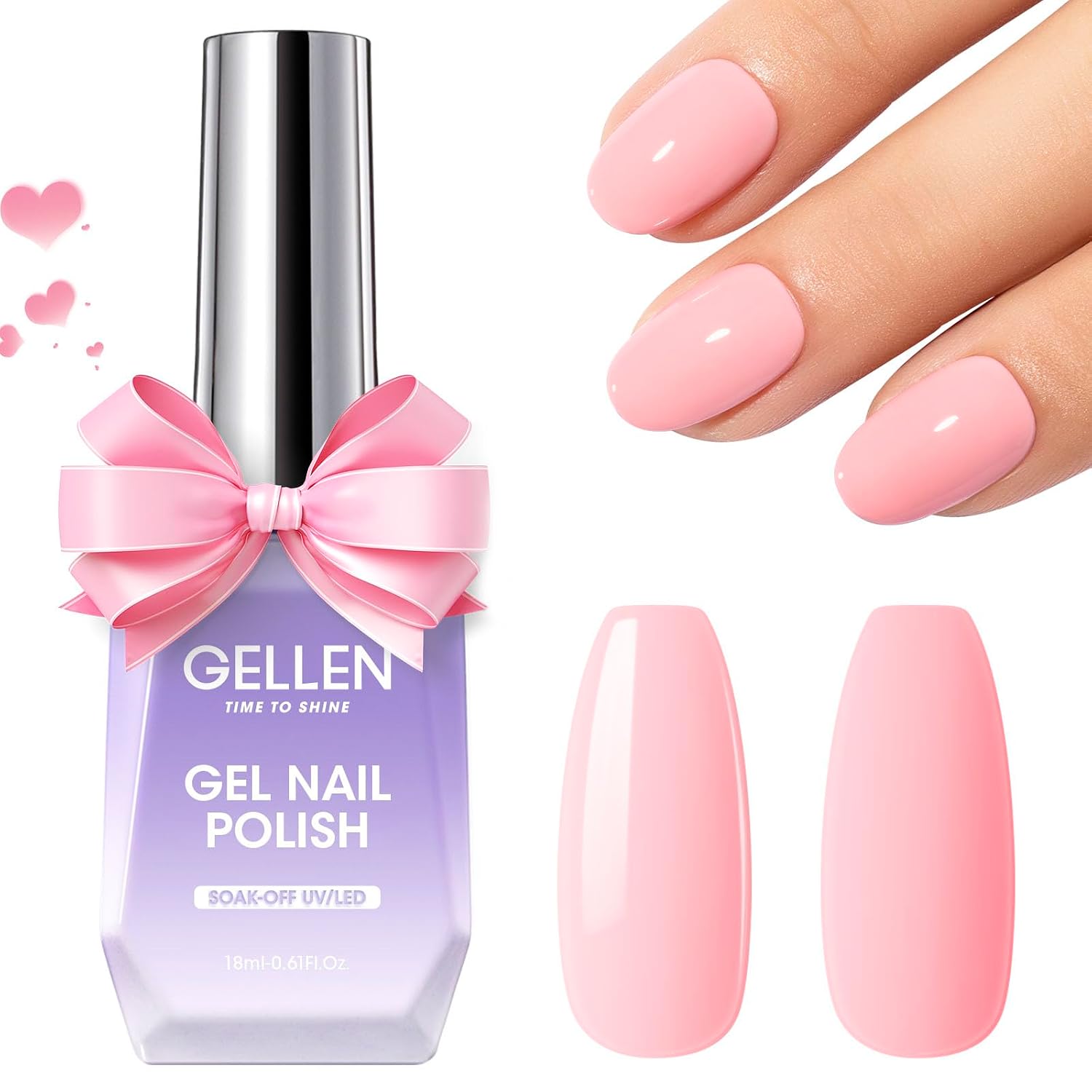 Amazon.com : GELLEN Light Pink Gel Nail Polish, 18ml Baby Pink Gel ...