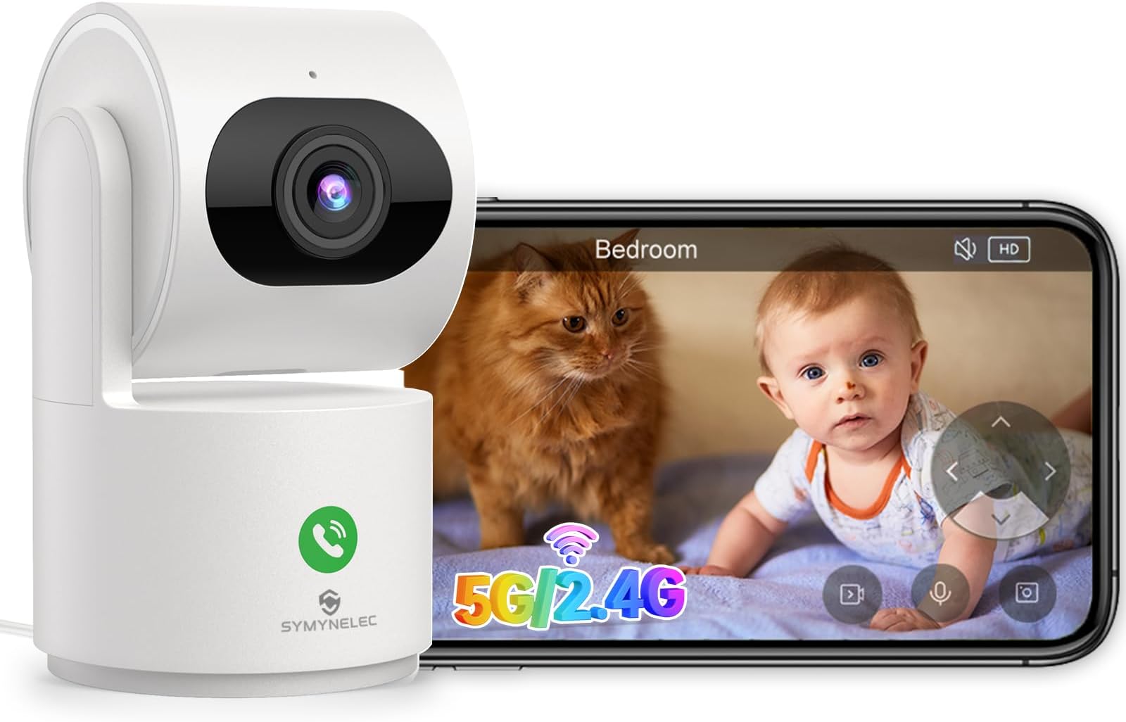 Amazon.com: ZUMIMALL Security Camera Indoor, 5G/2.4G WiFi Baby Monitor ...