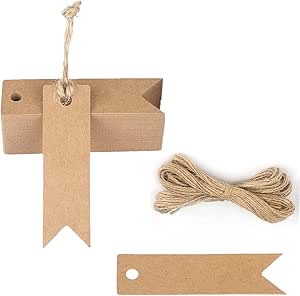 100PCS Blank Kraft Gift Tags, Craft Card Tag, Gift Wrap Tags, 20M ...