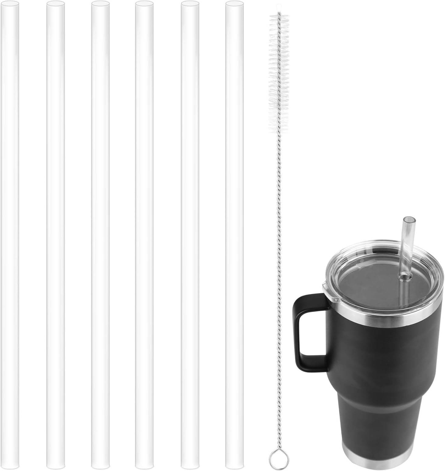 Amazon.com: 48 Pcs Hard Plastic Straws Reusable Transparent Reusable ...