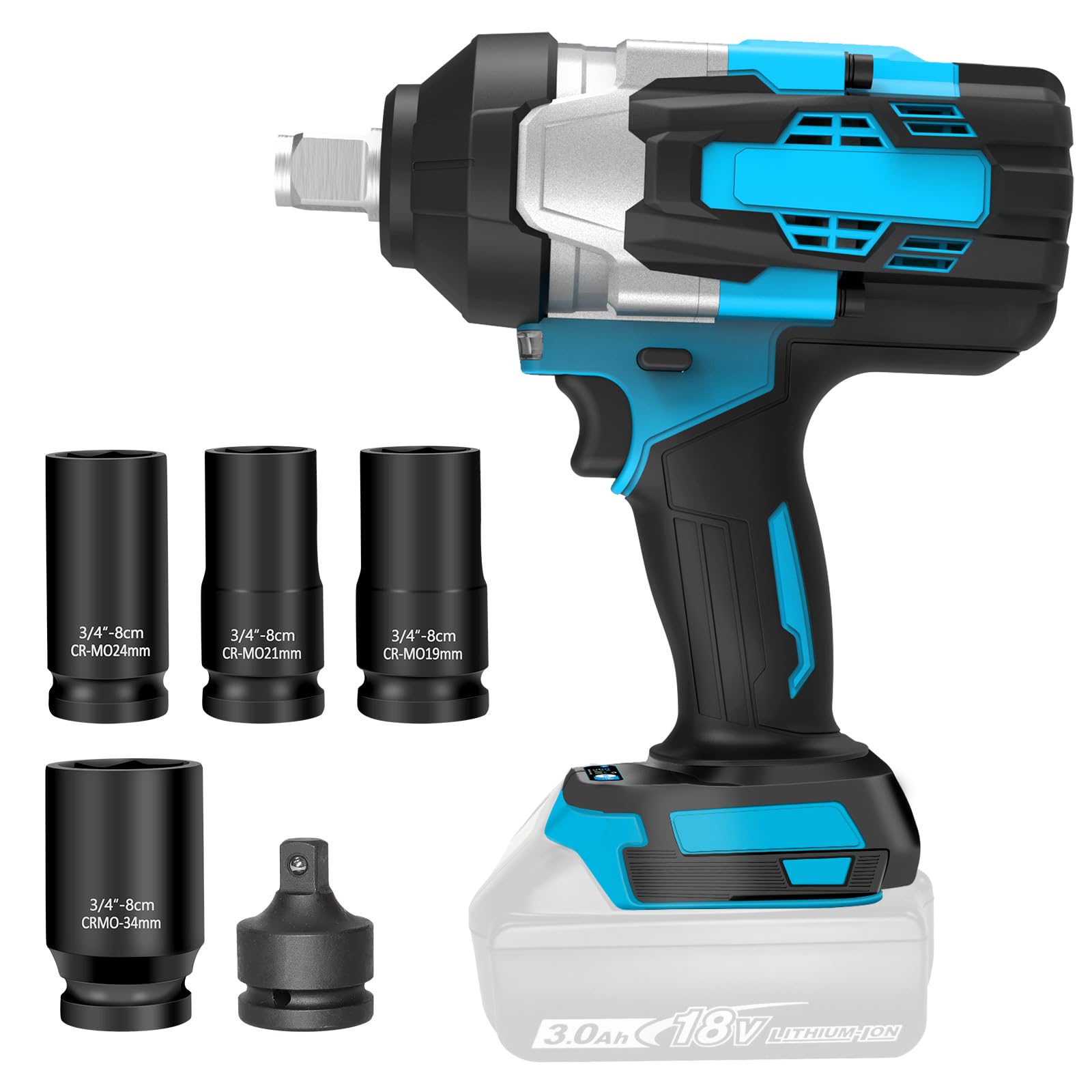 Cordless Impact Wrench 3/4” for Makita Battery, 1500Ft-lbs (2000N. m ...