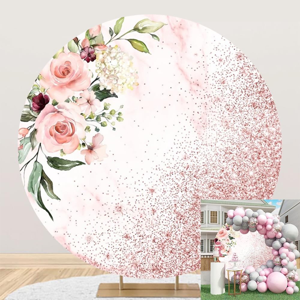 Amazon.com : TTQYFNM 7.5x7.5ft Pink Rose Gold Round Backdrop Cover ...
