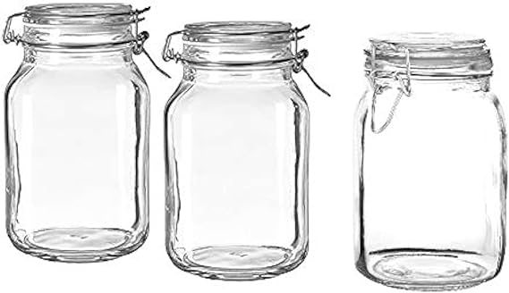Amazon.com: Set of 3 Glass Mason Jar 64 Ounces with Airtight Lid Large ...