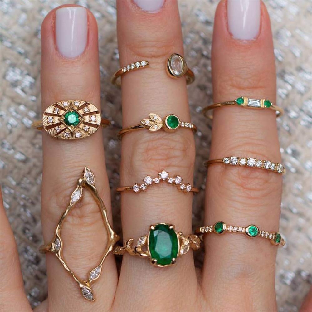 Amazon.com: Aimimier 9 Pcs Bohemian Stackable Joint Knuckle Ring Set ...