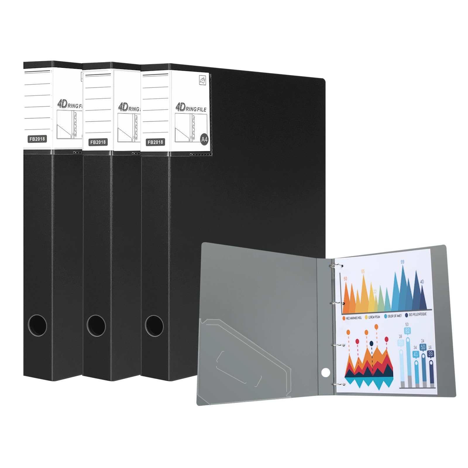 YAWOIRG Ring Binder,Ring Binder A4,A4 Ring Binders 4 Ring,35 mm Spine ...