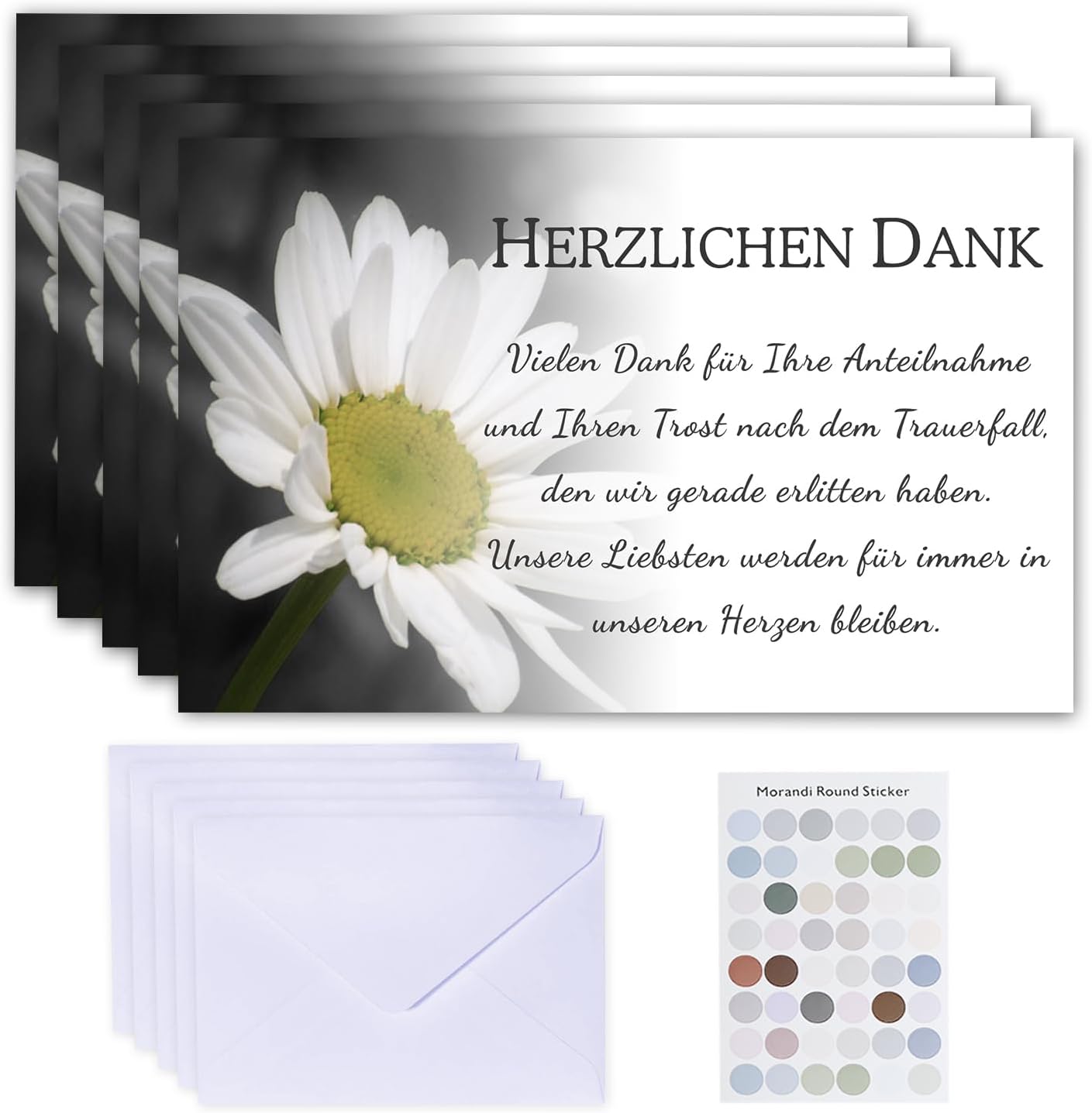KKSJK 20 Stück Danksagung Trauerkarten mit 20 Weiß Umschlag und 48 ...