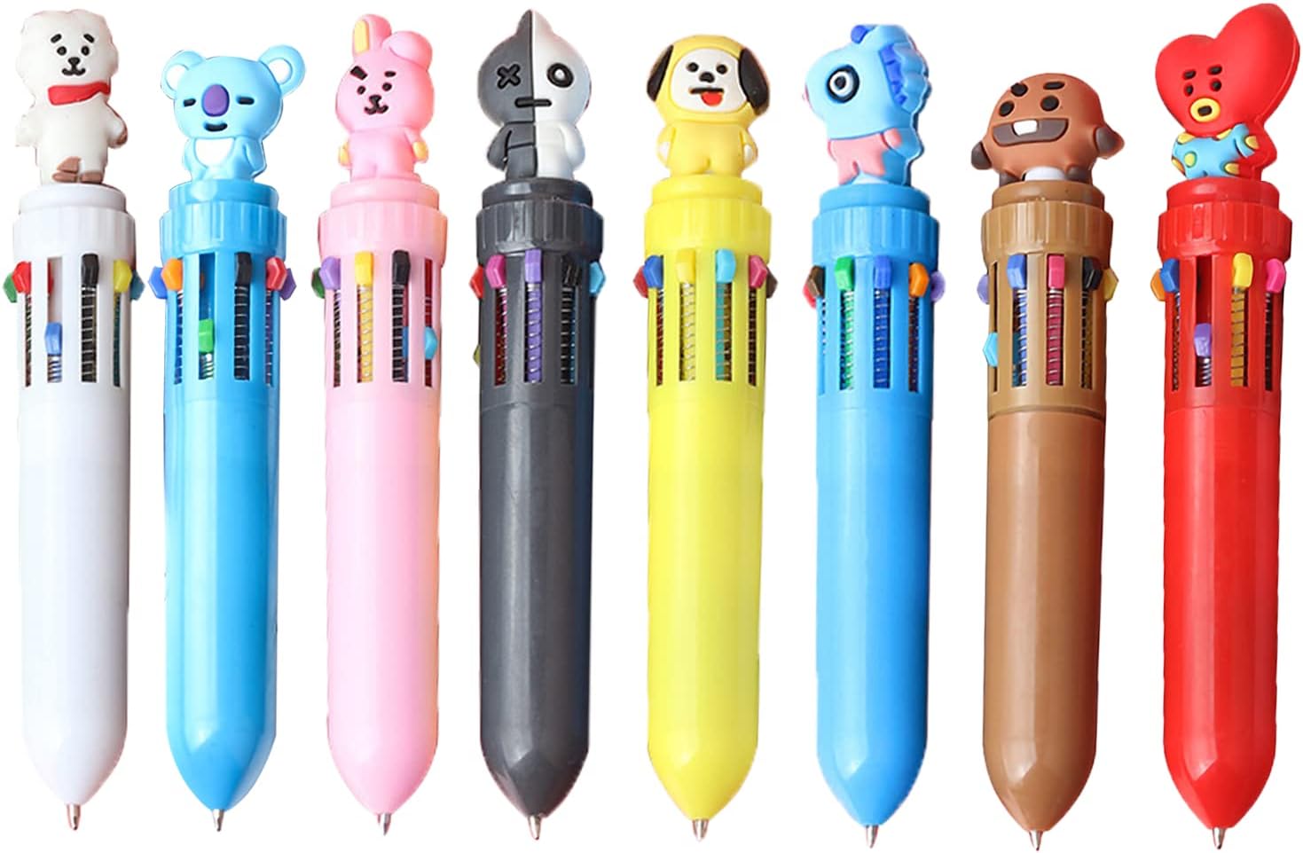 ZHUYAO-Pack of 8 Ballpoint Pens, 10-in-1 Creative Cute Cartoon Pen, 10 ...