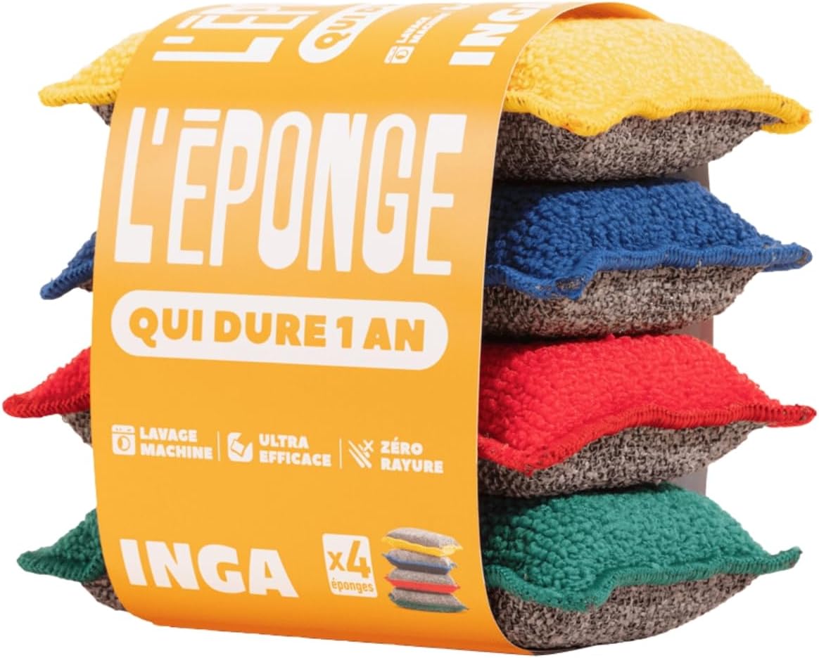 INGA - 2 X Eponges Réutilisables Lavables - Très Efficaces, Ne Rayent ...