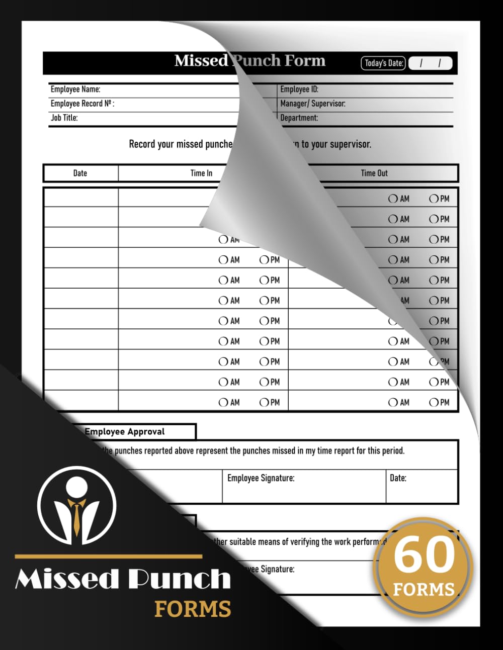 Missed Punch Forms: Time Adjustment Log for Employees | 60 Forms, 120 ...