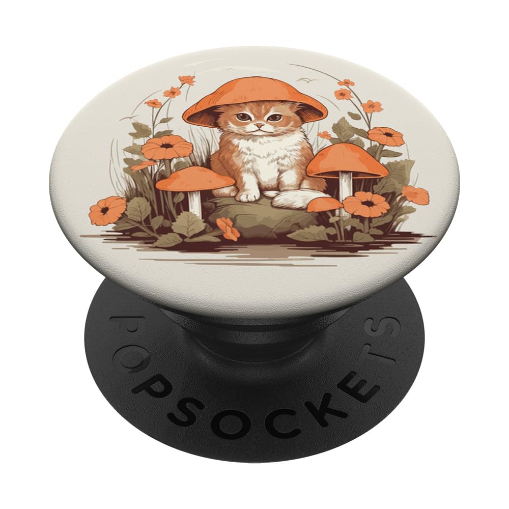 Amazon.com: Cottagecore Farmcore Mushroom Cat PopSockets Adhesive ...