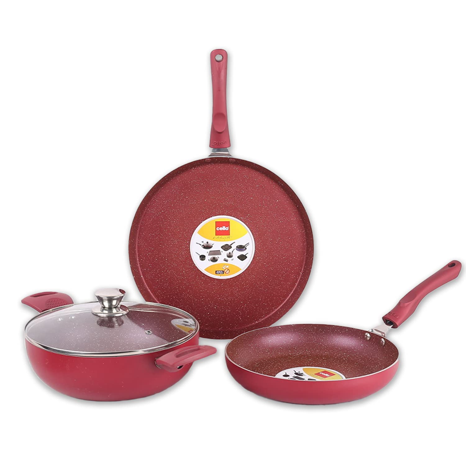 Buy Cello Crown Induction Base Cookware Non-stick coating Set with ...