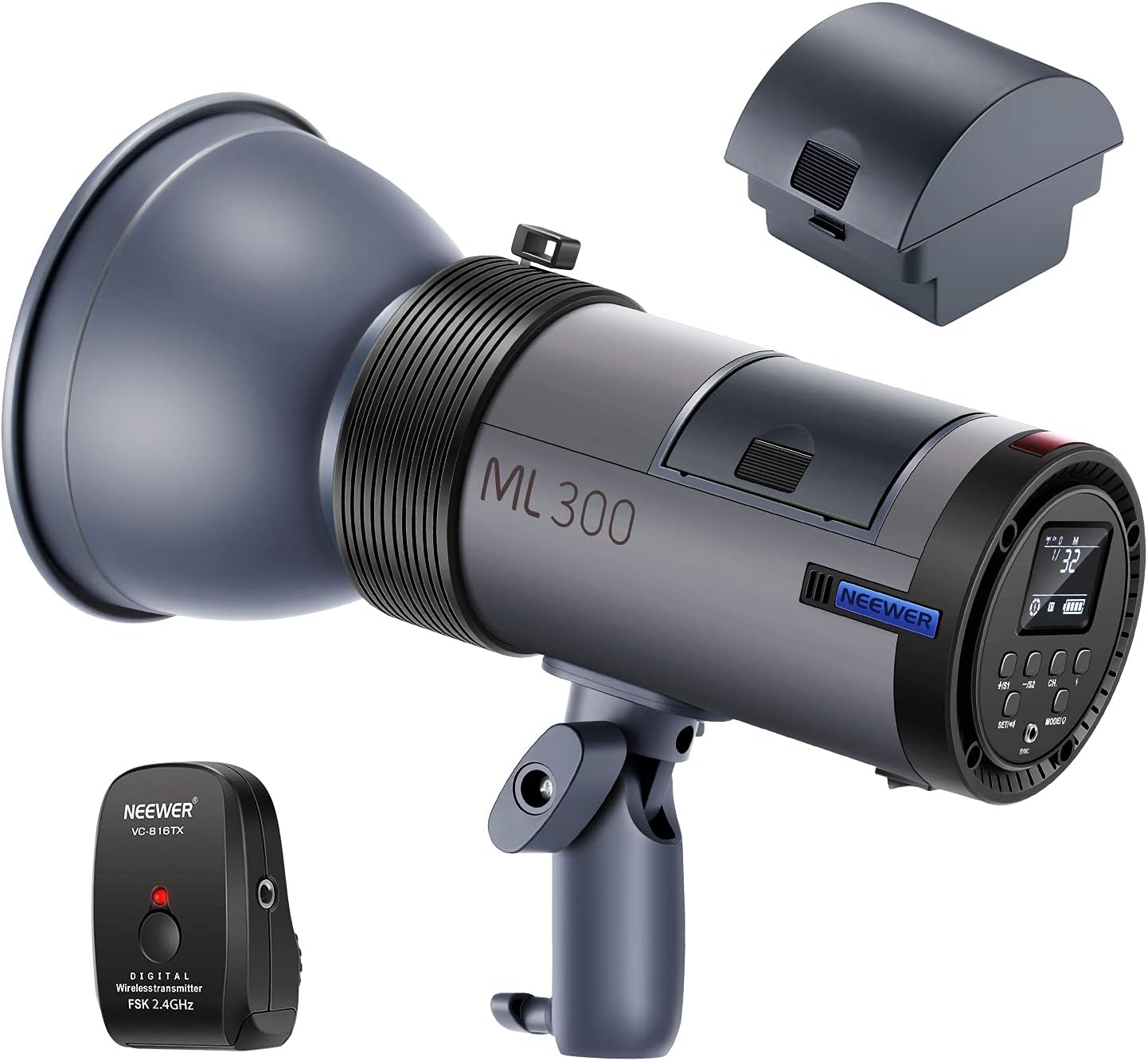 Neewer ML300 300W GN60 Outdoor Studio Flash Strobe Li-ion Battery-Powered Monolight with 2.4GHz ...