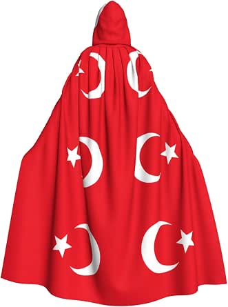 Amazon.com: Flag Of Turkey Print Unisex Full Length Hooded Robe Cloak ...